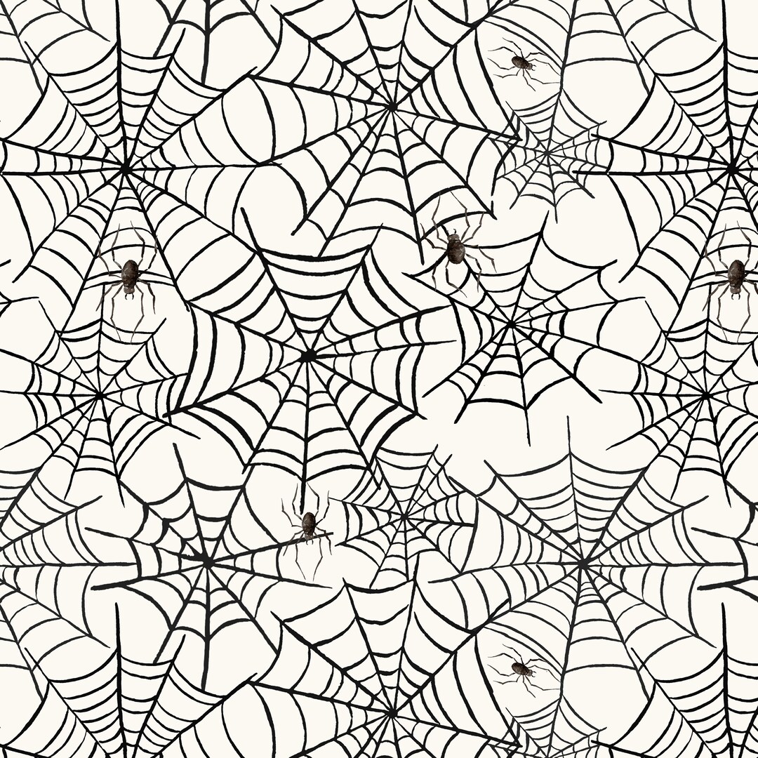 Spider Web Halloween Fabric by the Yard. Quilting Cotton, Sateen ...