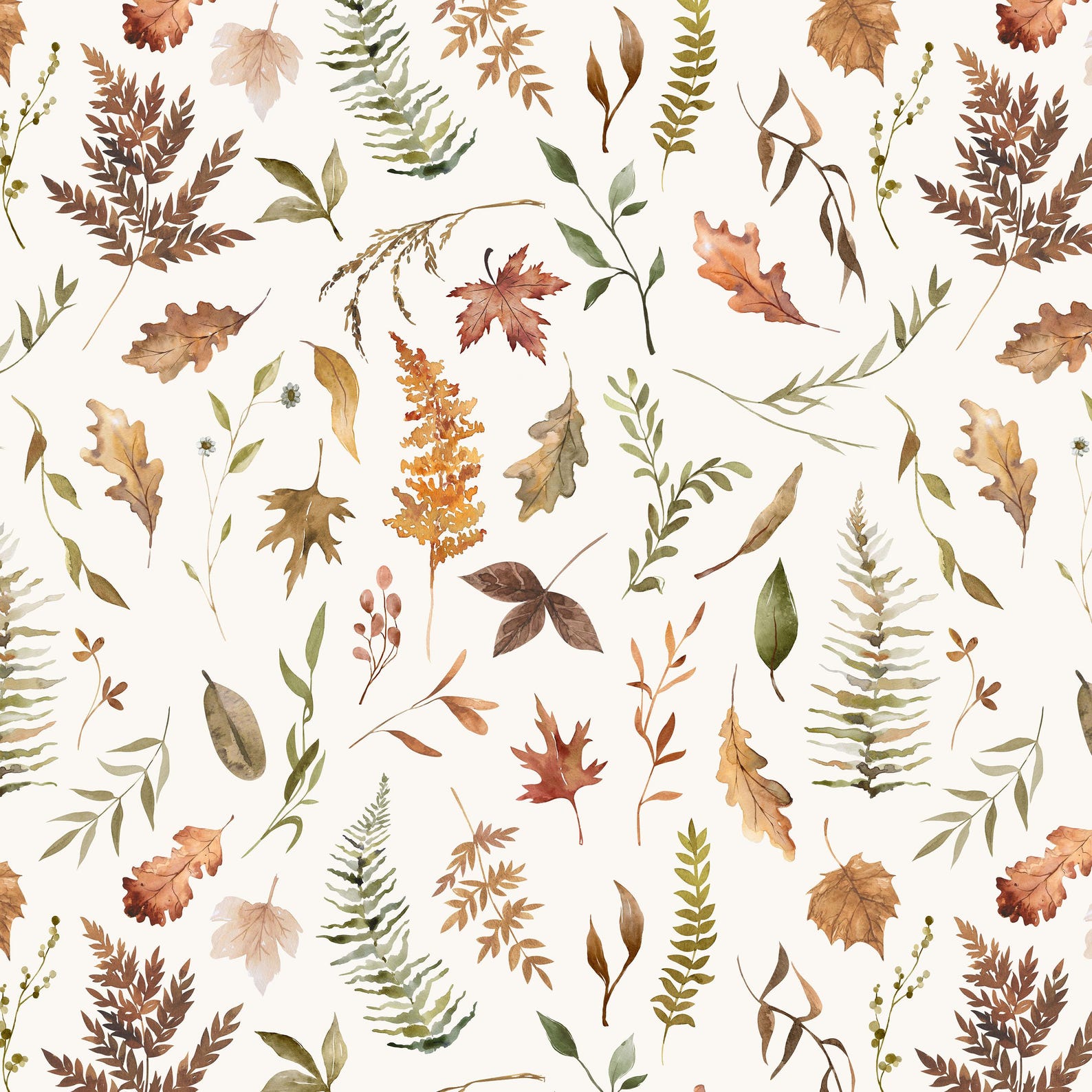 Fall Leaves Fabric by the Yard. Botanical, Autumn Foliage, Leaf ...