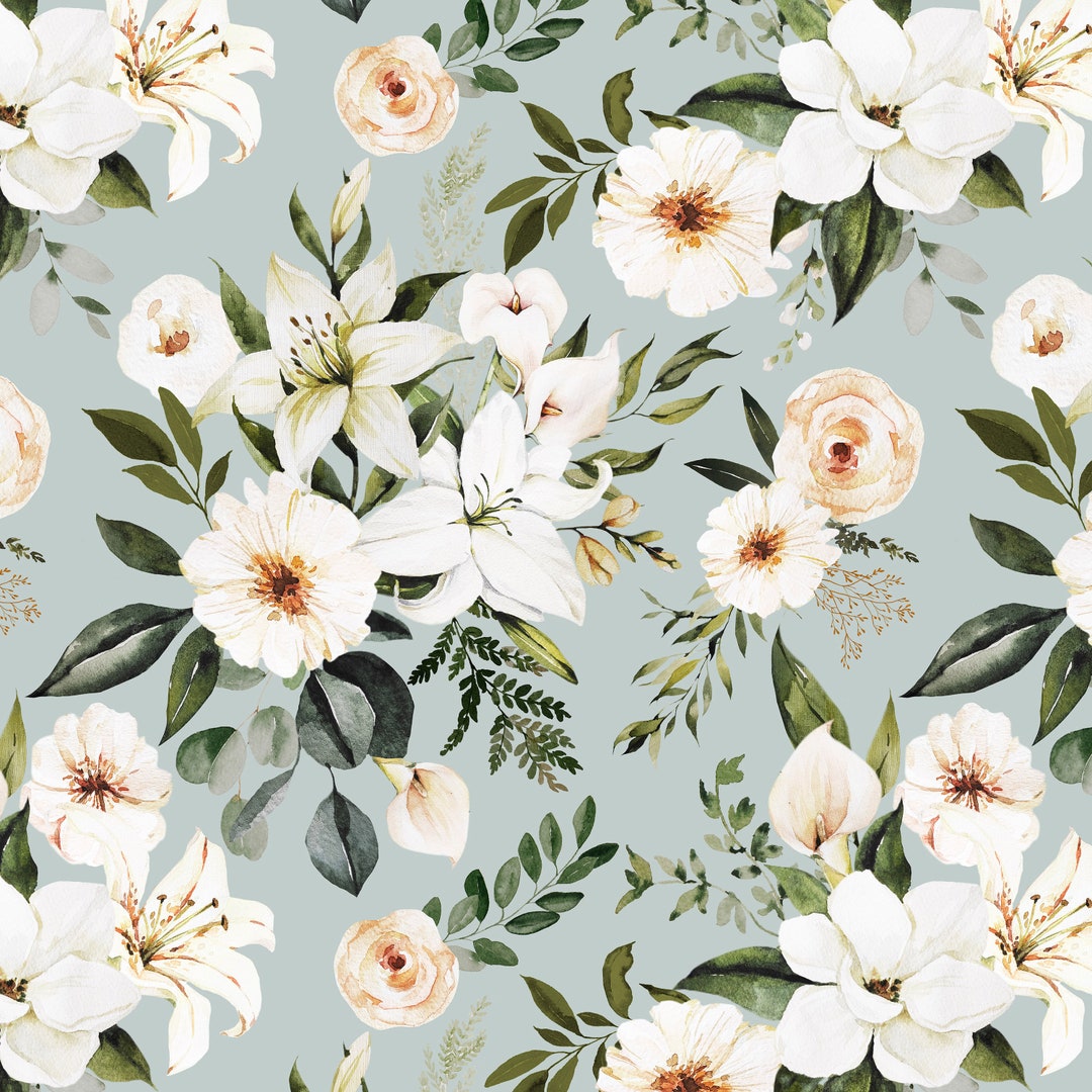 Spring Lily Floral Fabric by the Yard and Fat Quarter - Quilting Cotton ...