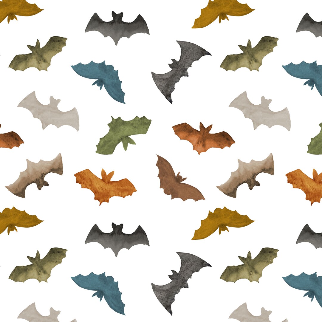 Halloween Bat Fabric by the Yard in Cotton, Poplin, Organic Knit ...