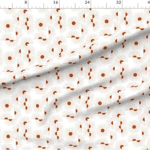 Sun Block Fabric - Retro Burnt Orange Suns, Vintage - Cotton, Minky ...