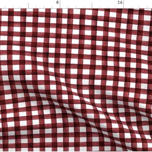 Burgundy Plaid Fabric by the Yard. Quilting Cotton, Sateen, Poplin ...