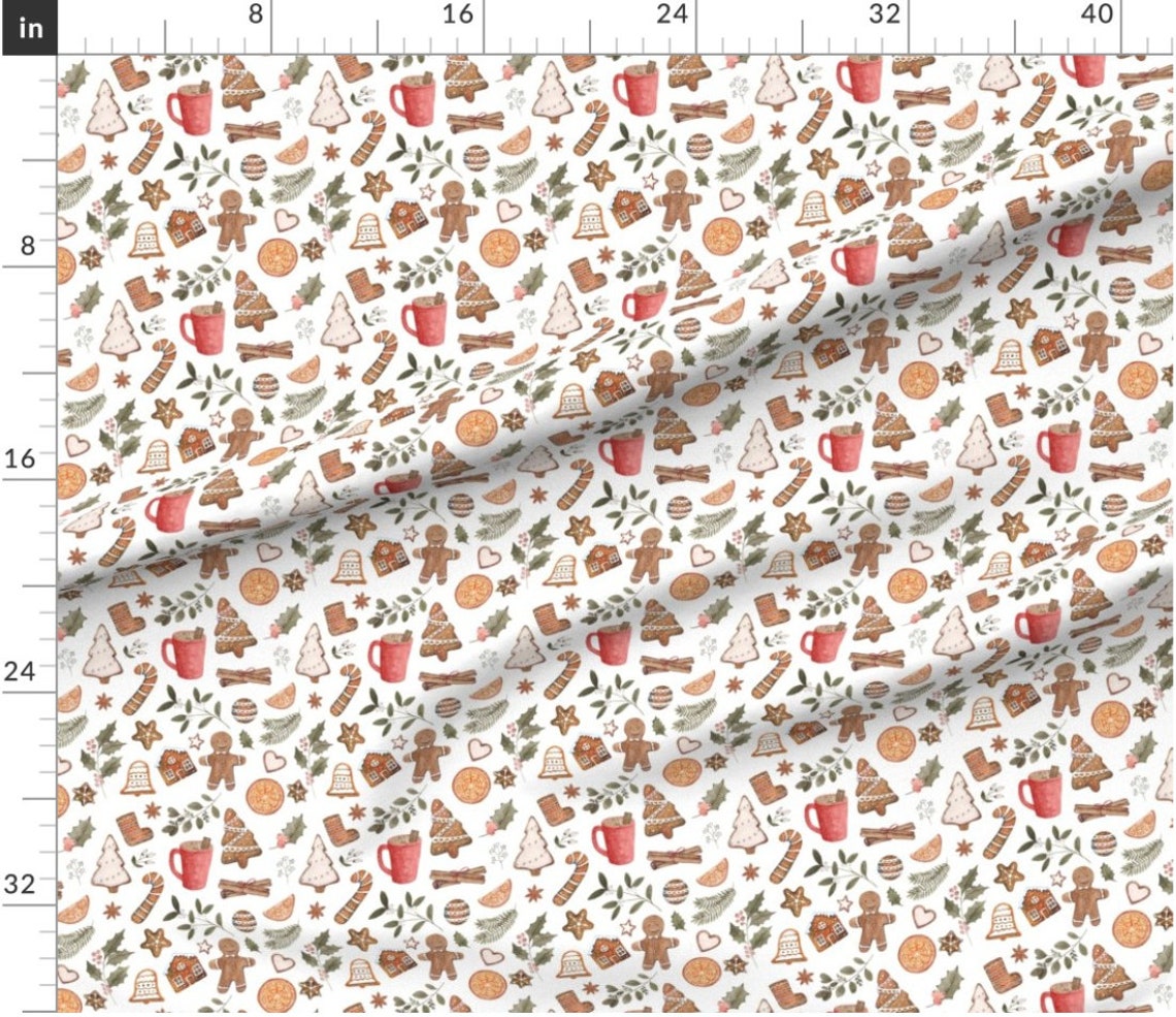 Gingerbread Fabric - Christmas Fabric by the Yard, Vintage Holiday ...