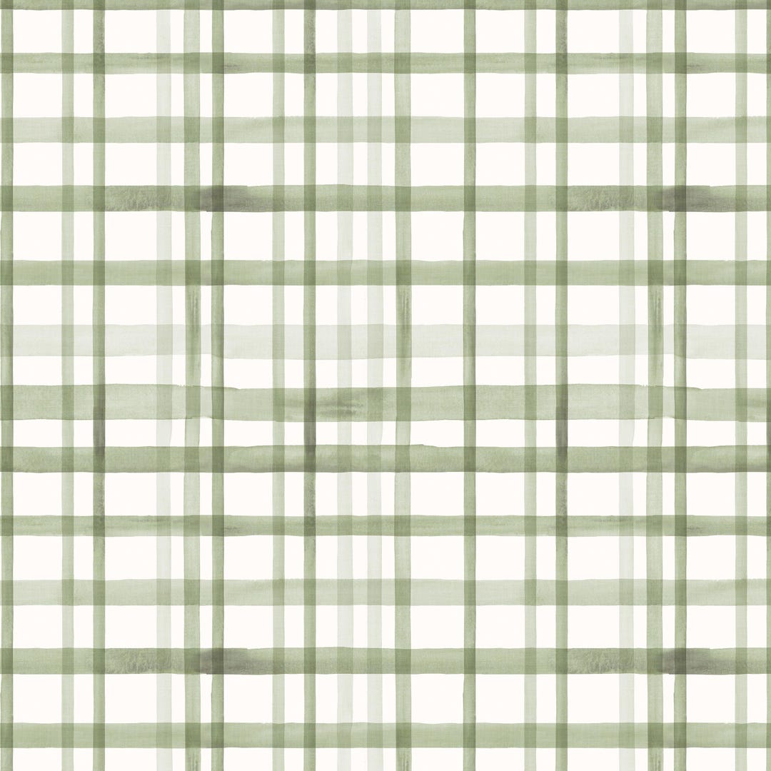 Painted Plaid in Earthy Green Fabric by the Yard. Quilting Cotton ...