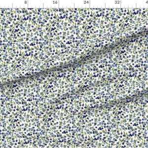 Blueberry Fabric by the Yard. Watercolor Blueberries, Summer Fruit ...