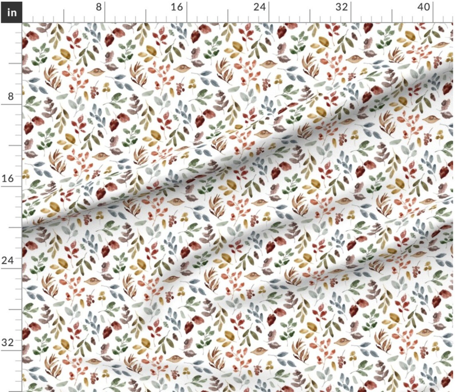 Fall Autumn Leaves Fabric by the Yard. Autumn Fabric, Watercolor Floral Fabric, Fall Foliage ...