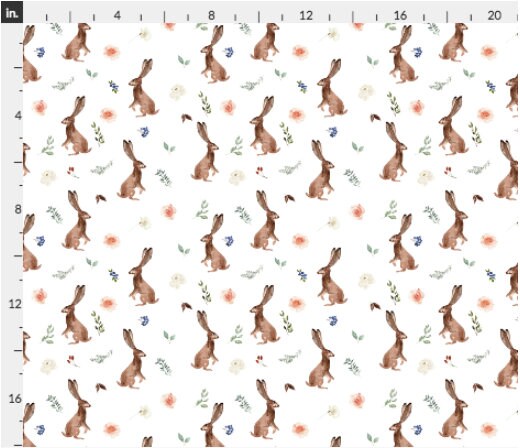 Boho Woodland Bunny Fabric by the Yard. Cotton Knit Jersey - Etsy