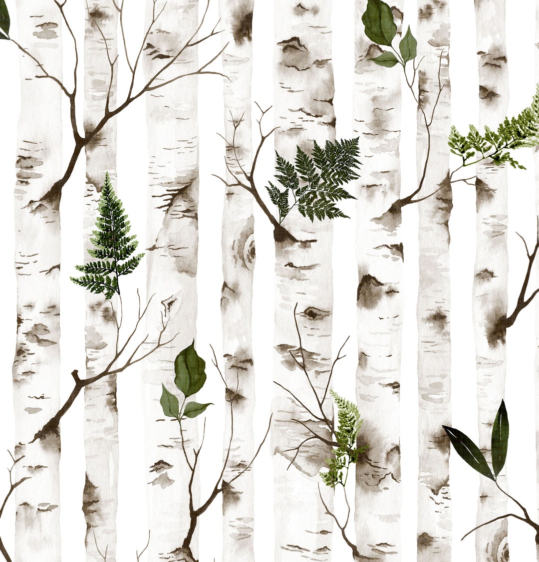 Birch Tree Forest Fabric by the Yard. Quilting Cotton, Knit, Minky ...