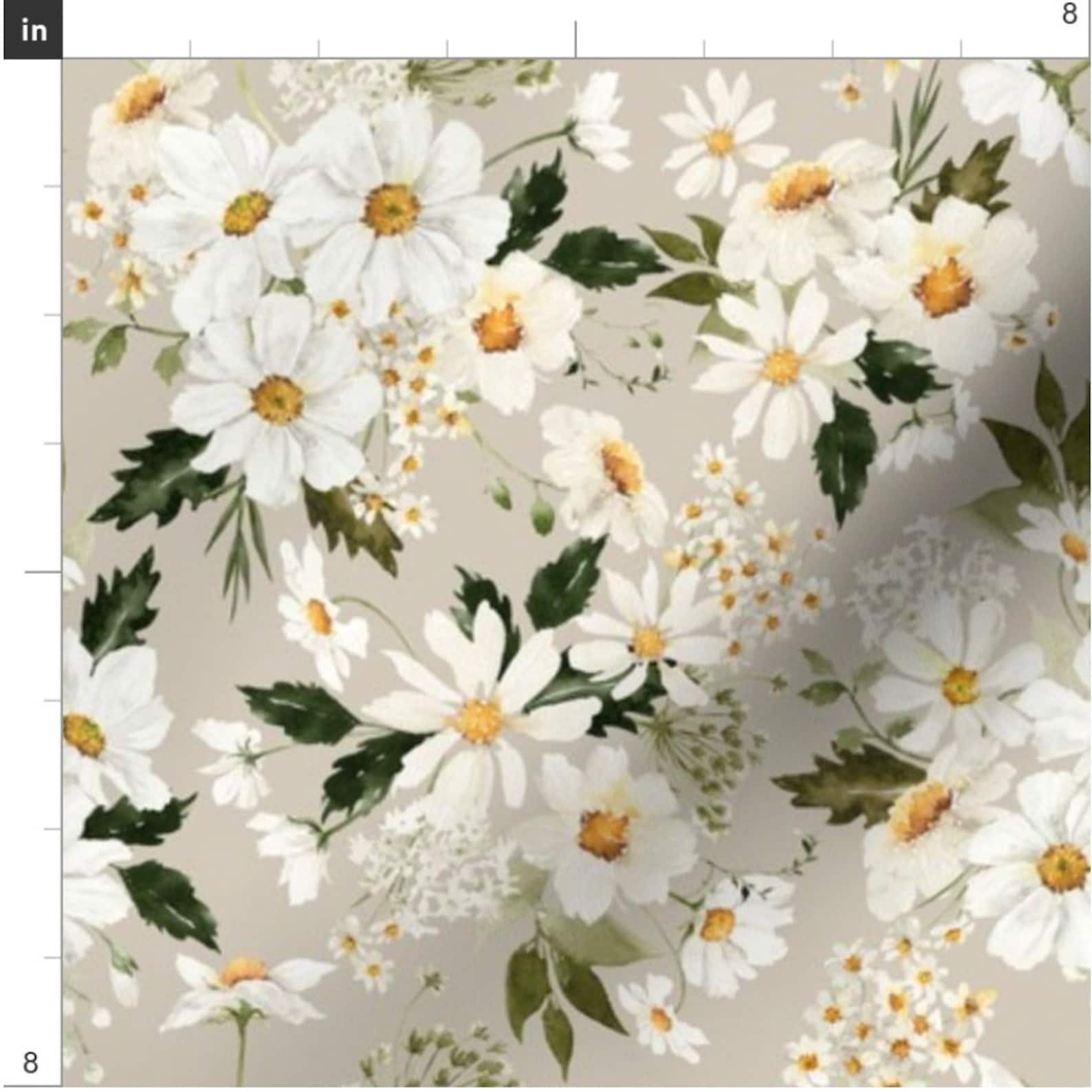 Daisy Floral Fabric by the Yard. Quilting Cotton, Poplin, Organic Knit ...