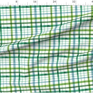 Green Plaid Fabric by the Yard - Watercolor St Patrick's Day in Green ...