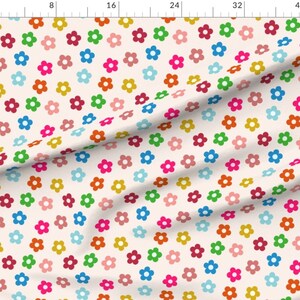 Colorful Retro Daisy Flowers Fabric by the Yard. Quilting Cotton, Knit ...