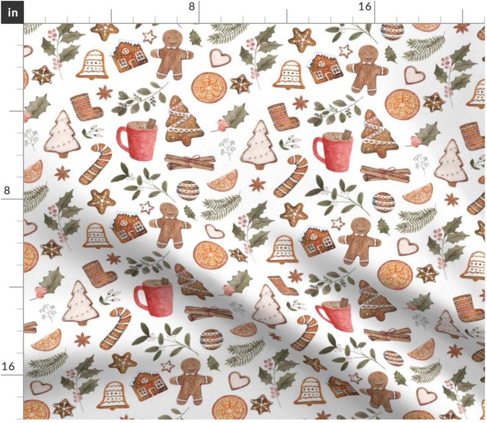 Gingerbread Fabric - Christmas Fabric by the Yard, Vintage Holiday ...