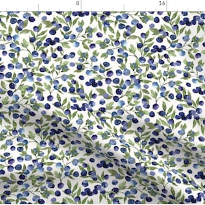 Blueberry Fabric by the Yard. Watercolor Blueberries, Summer Fruit ...