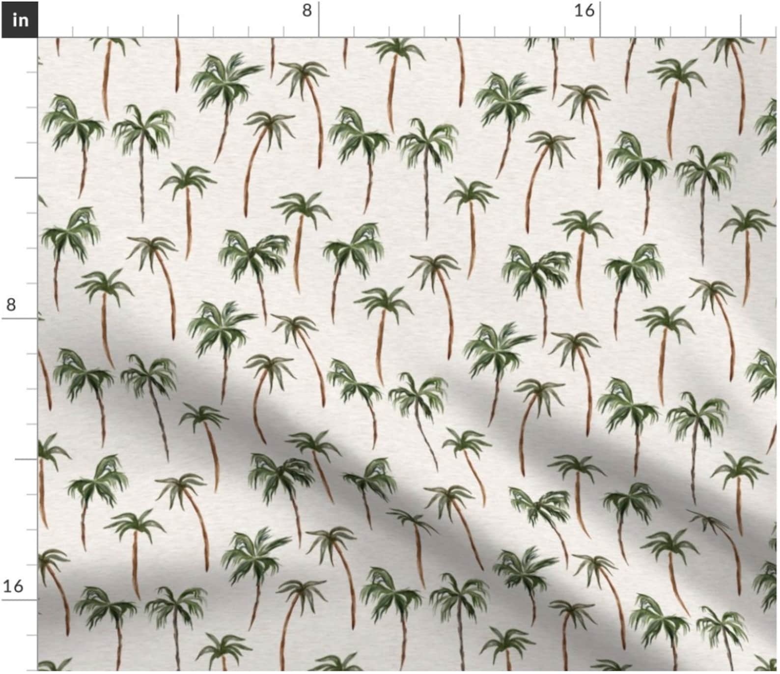 Watercolor Palm Trees Fabric by the Yard. Quilting Cotton, Sateen ...