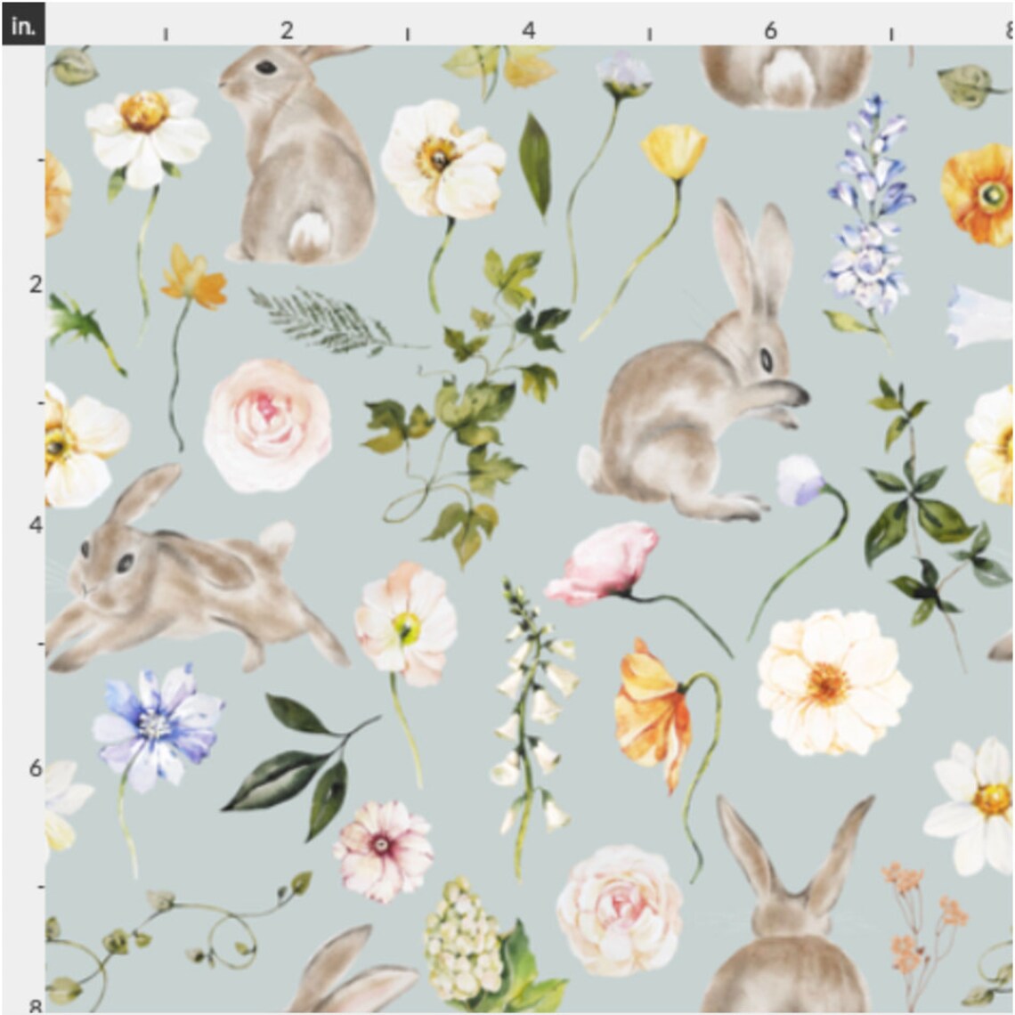 Easter Bunny Fabric by the Yard. Quilting Cotton Organic | Etsy