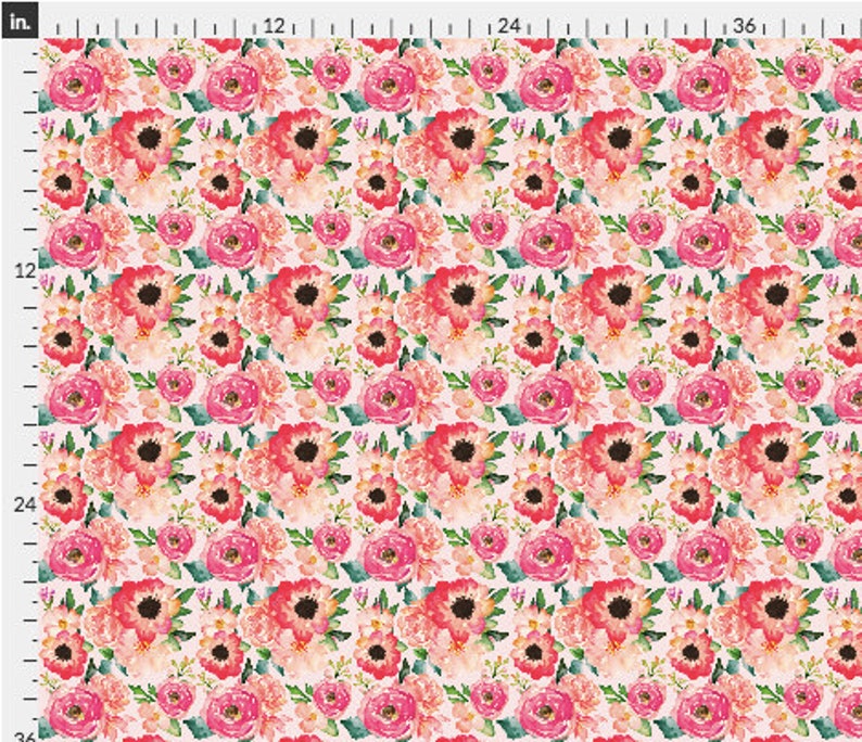 Coral Floral Fabric By The Yard Quilting Cotton Organic Etsy