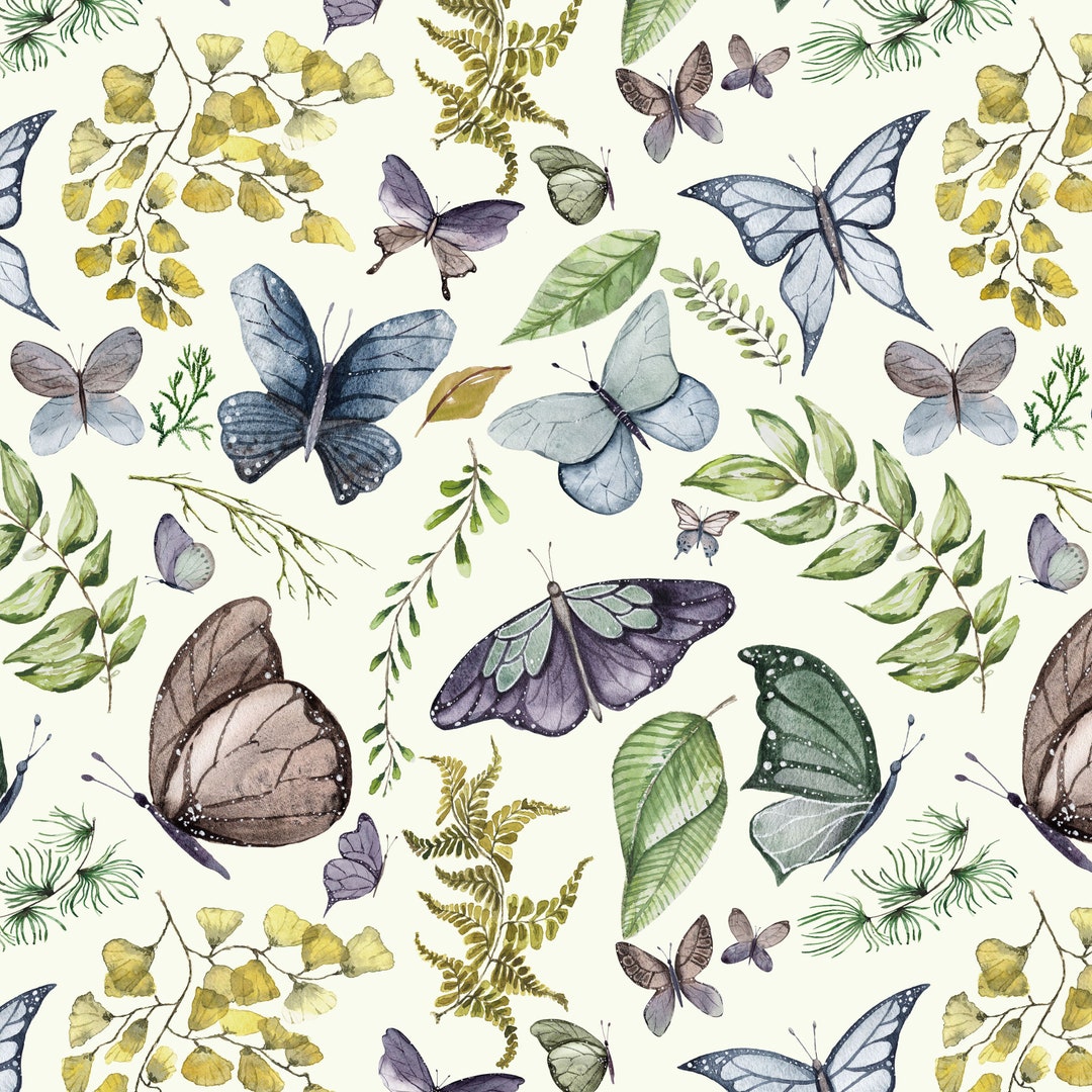 Butterfly Fabric by the Yard. Butterflies, Watercolor, Nature, Spring ...