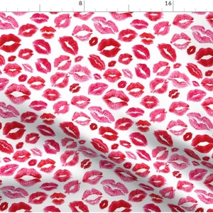 Love Lips Fabric by the Yard. Quilting Cotton, Sateen, Poplin, Organic ...