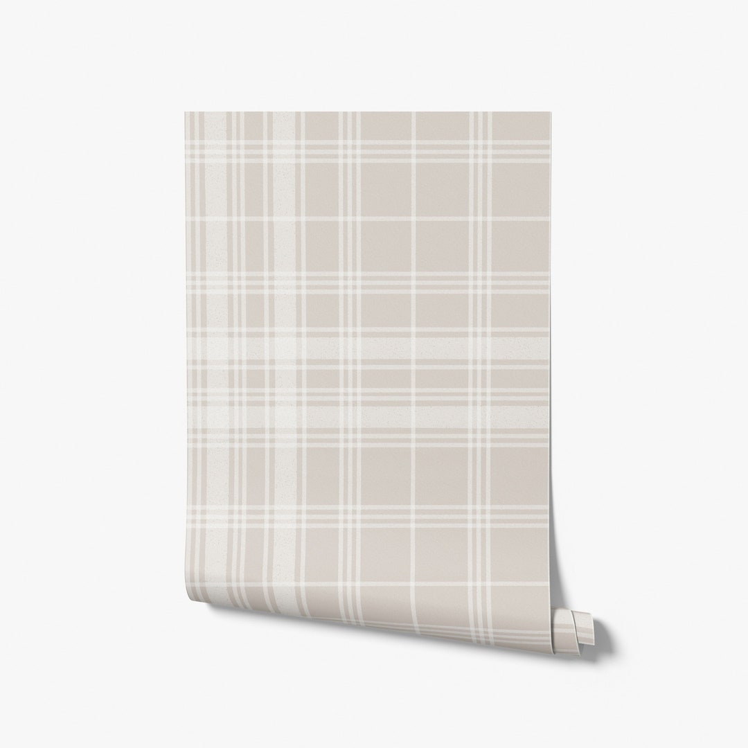 Neutral Farmhouse Plaid Wallpaper - Muted, Soft, Life, Greige/tan ...