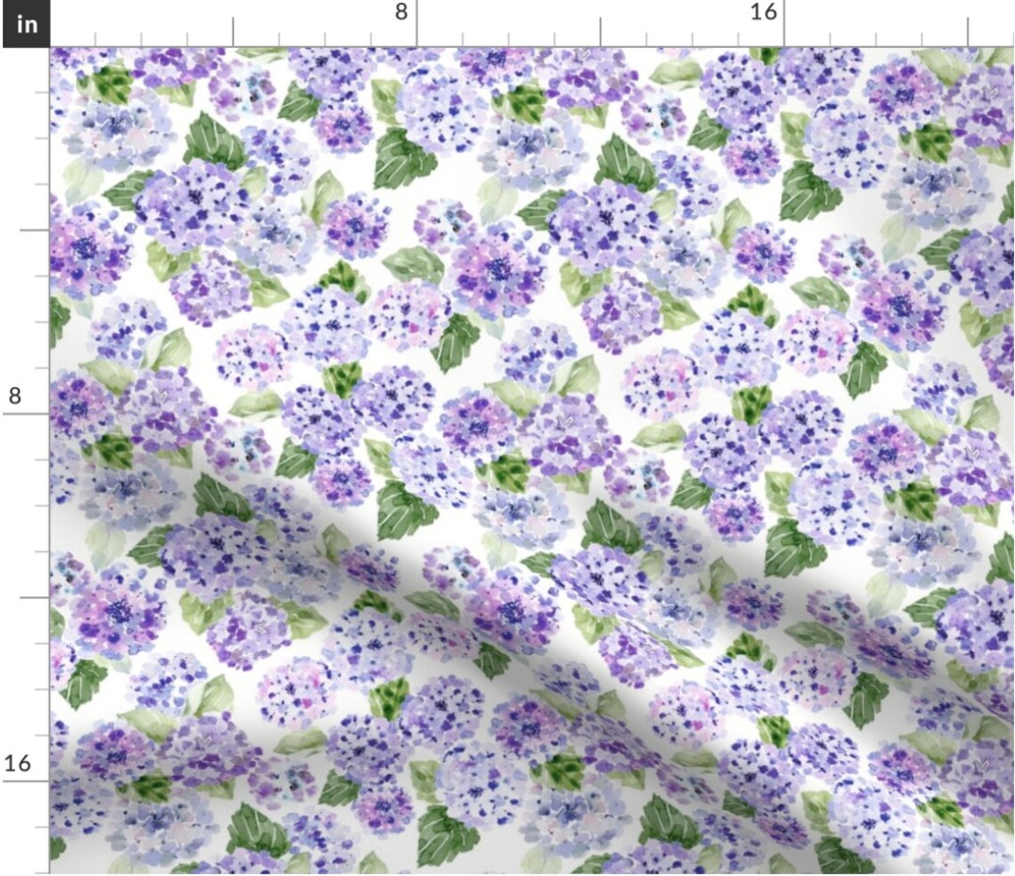 Hydrangea Floral Fabric by the Yard. Quilting Cotton, Organic Knit ...