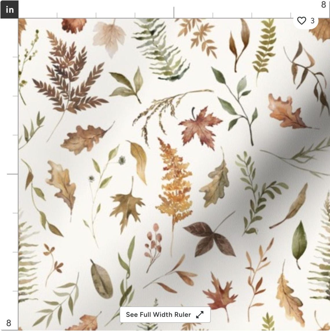 Fall Leaves Fabric by the Yard. Botanical, Autumn Foliage, Leaf ...