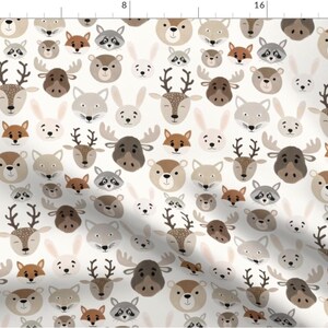 Woodland Fabric, Woodland Creatures Animals, Deer, Bear, Nursery Fabric ...