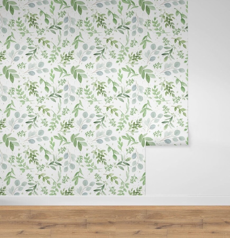 Sage Floral Wallpaper Sage and Mint Soft Eucalyptus Floral - Etsy