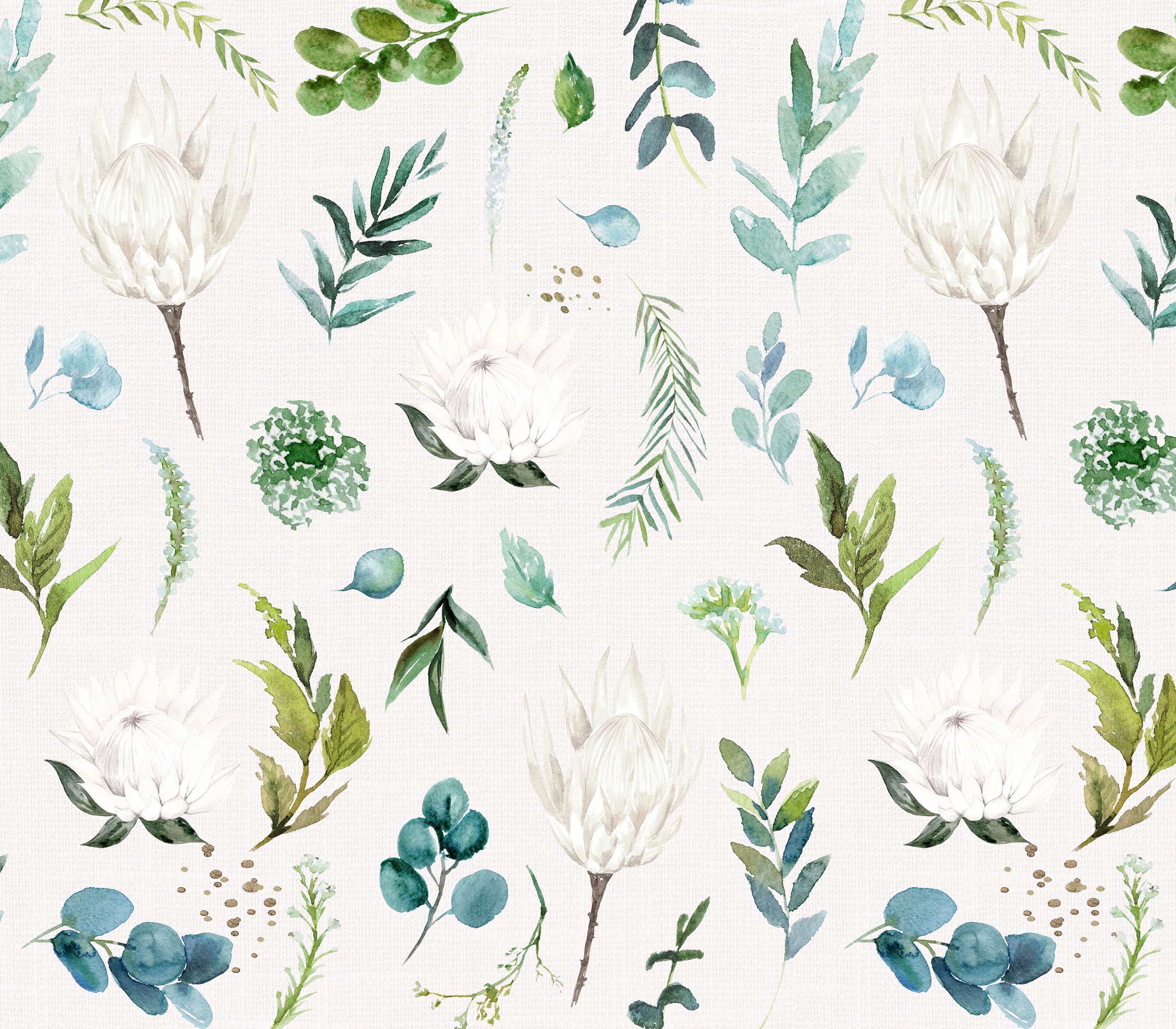 Protea and Eucalyptus Fabric by the Yard. Quilting Cotton | Etsy