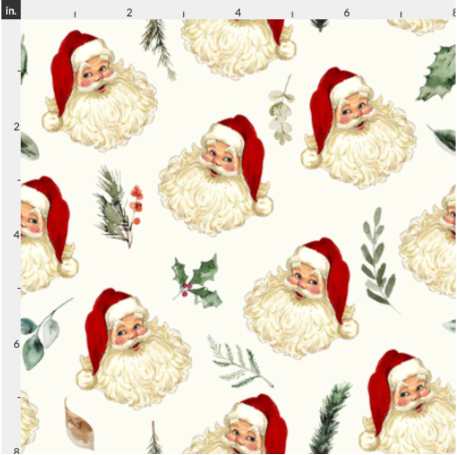 Vintage Santa Fabric Christmas Fabric by the Yard Retro - Etsy