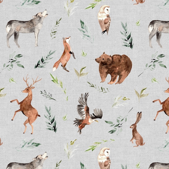 Woodland Nursery Fabric by the Yard. Quilting Cotton Organic - Etsy