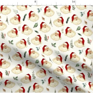 Vintage Santa Fabric - Christmas Fabric by the Yard - Retro Santas ...