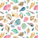 Coastal Sea Shells Fabric - Quilting Cotton, Sateen, Poplin, Organic ...
