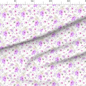 Lavender Floral Fabric - Lavender Sugar Blooms Watercolor Floral ...