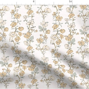 Sketch Floral Botanical Fabric by the Yard. Quilting Cotton, Poplin ...