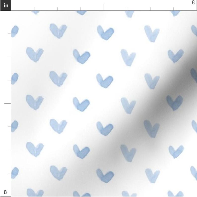 Blue Heart Fabric by the Yard. Quilting Cotton, Sateen, Organic Knit ...