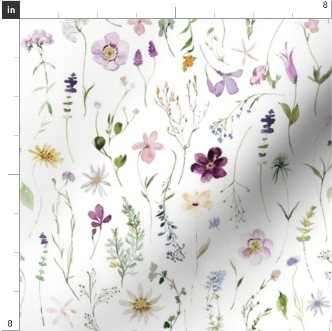 Summer Wildflower Floral Fabric by the Yard. Quilting Cotton, Organic ...