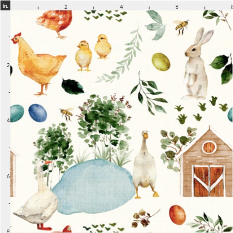 Spring Farm Friends Fabric by the Yard. Quilting Cotton - Etsy