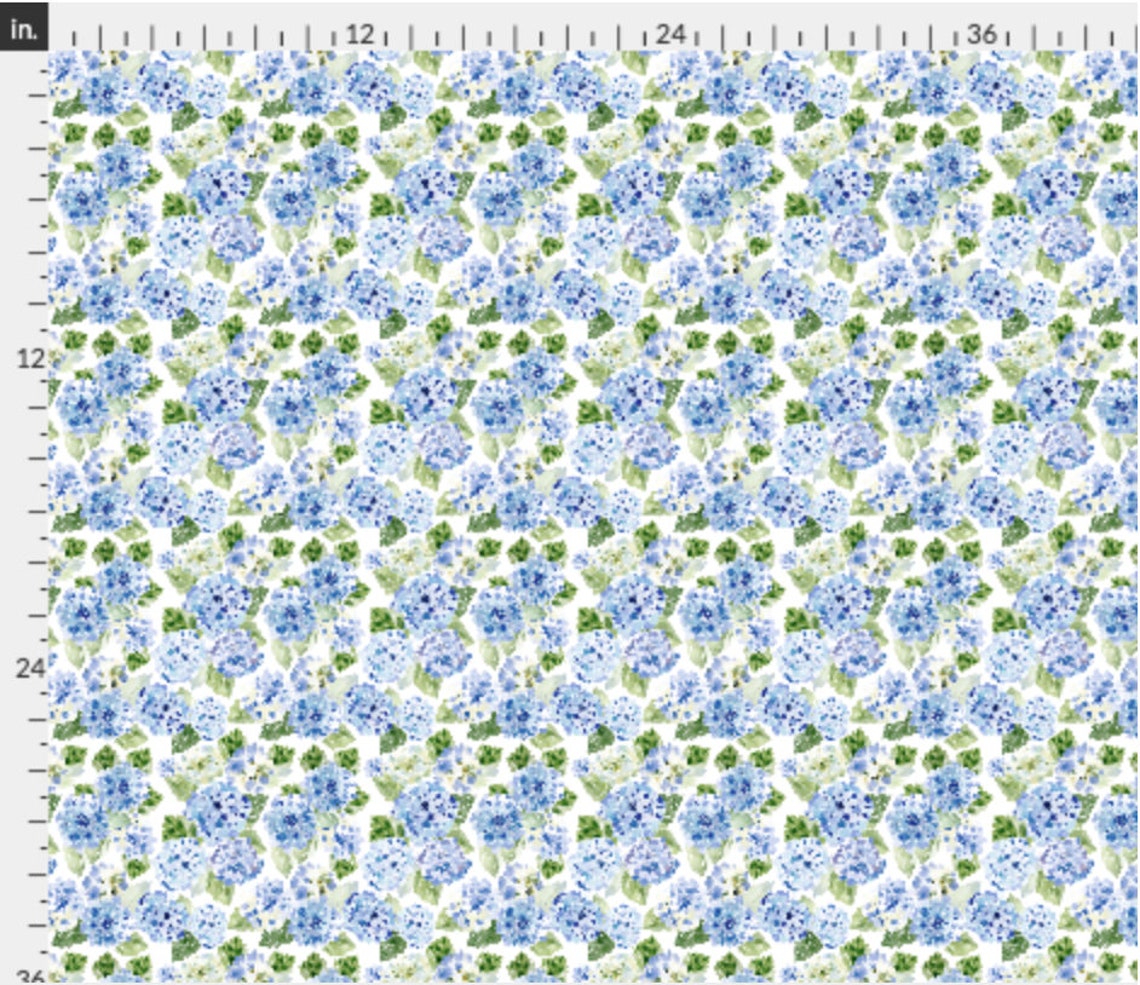 Blue Hydrangea Floral Fabric by the Yard. Quilting Cotton - Etsy