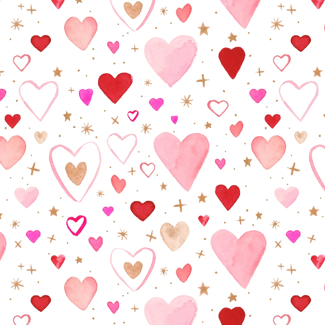 Heart Flutter Valentine Fabric - Red and Pink Hearts, XOXO, Love ...
