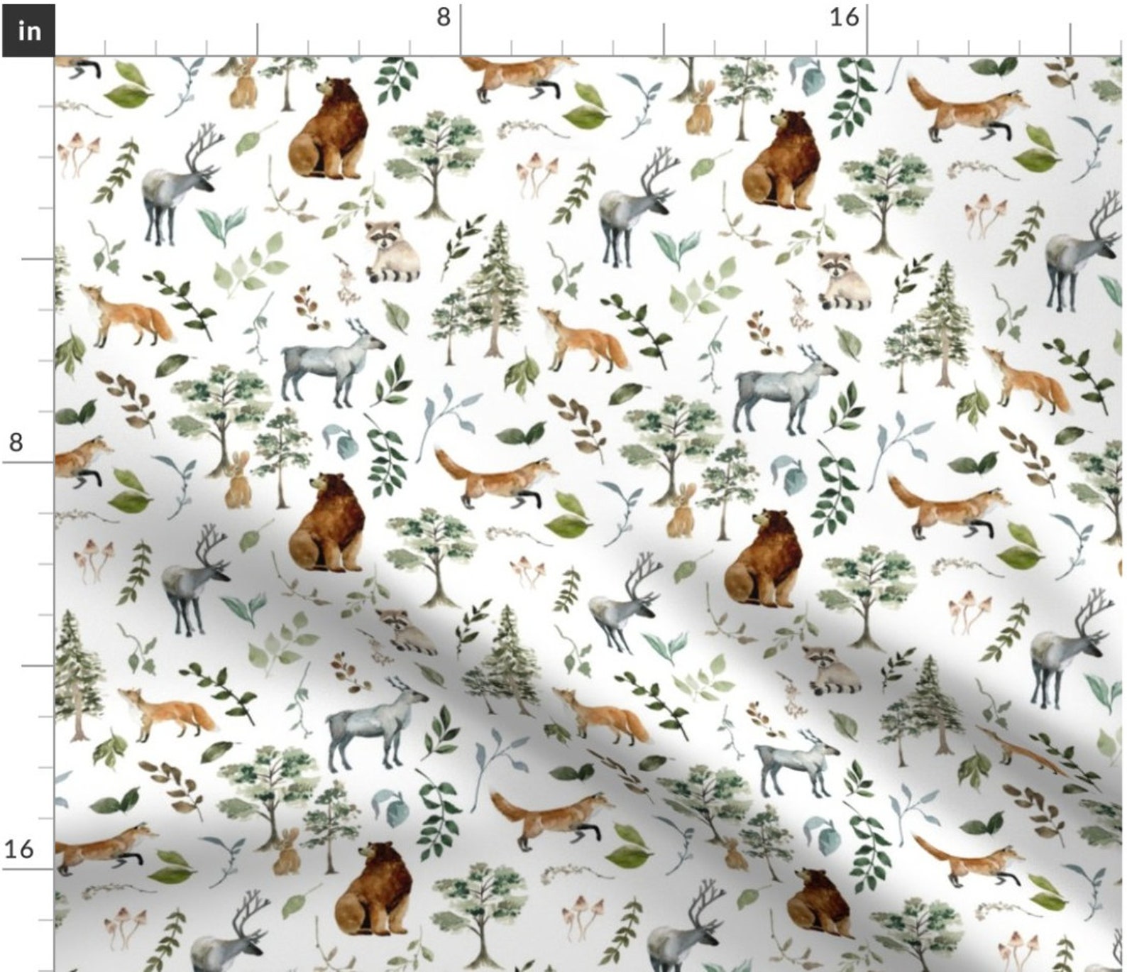 Woodland Whimsy Forest Fabric by the Yard. Quilting Cotton, Organic ...