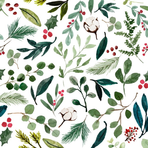 Pine and Berry Floral Fabric by the Yard. Quilting Cotton - Etsy