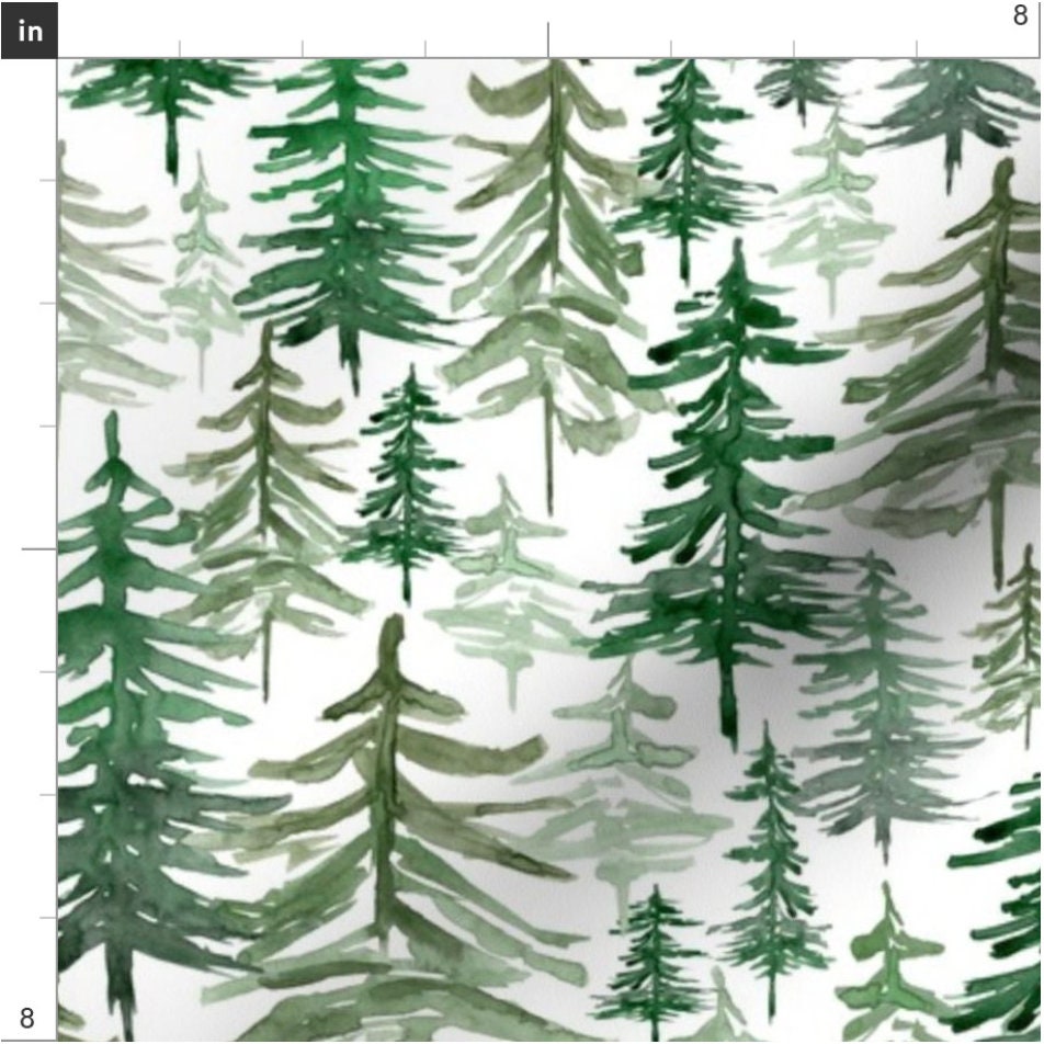Rustic Forest Trees Fabric by the Yard. Quilting Cotton, Organic Knit ...