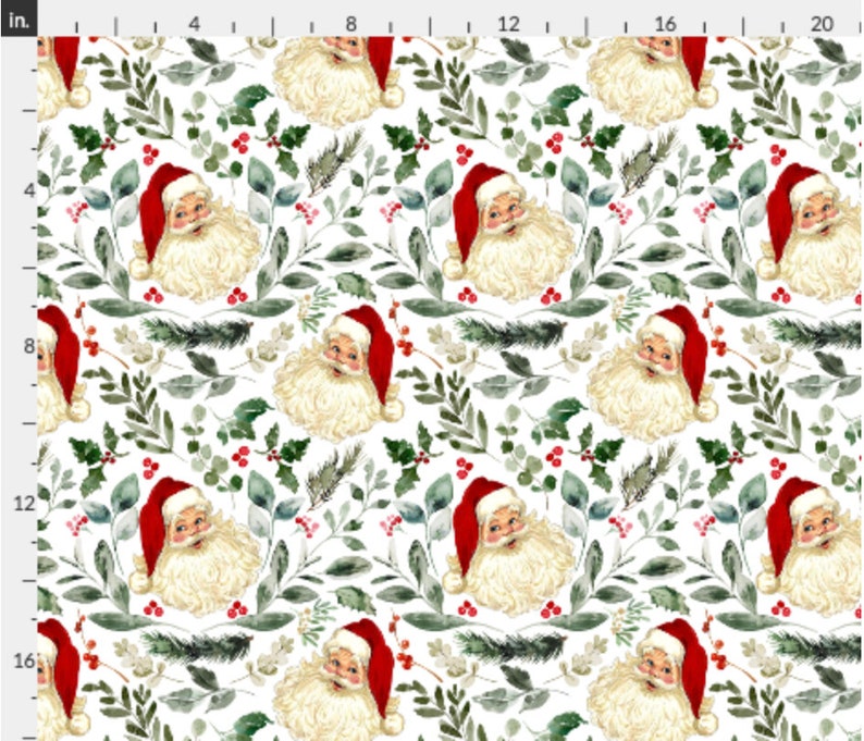 Retro Santa Fabric Christmas Fabric by the Yard Vintage - Etsy
