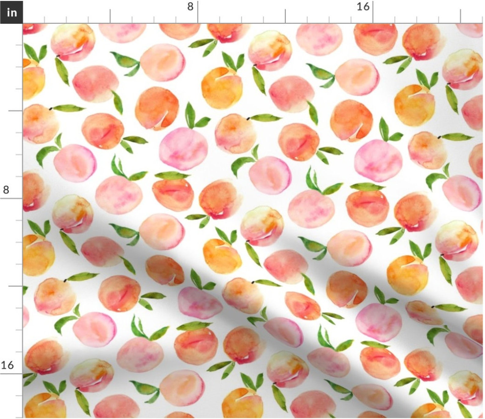 Peach Fabric - Summer Fruit Peaches - Quilting Cotton, Poplin, Organic ...