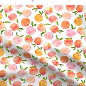Peach Fabric - Summer Fruit Peaches - Quilting Cotton, Poplin, Organic ...