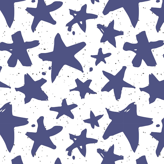 Blue Stars Fabric by the Yard. Quilting Cotton Organic Knit | Etsy