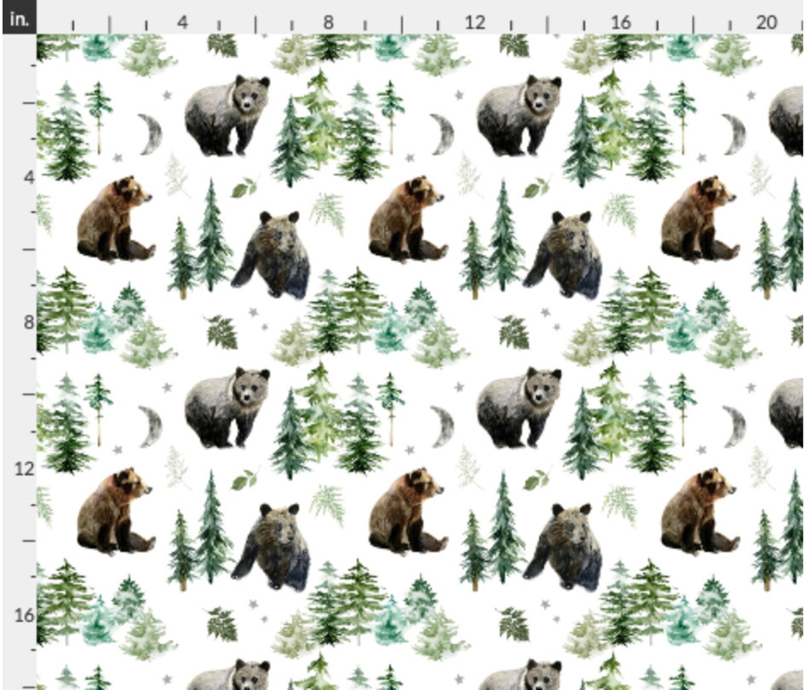 Woodland Bears Fabric by the Yard. Quilting Cotton Organic - Etsy