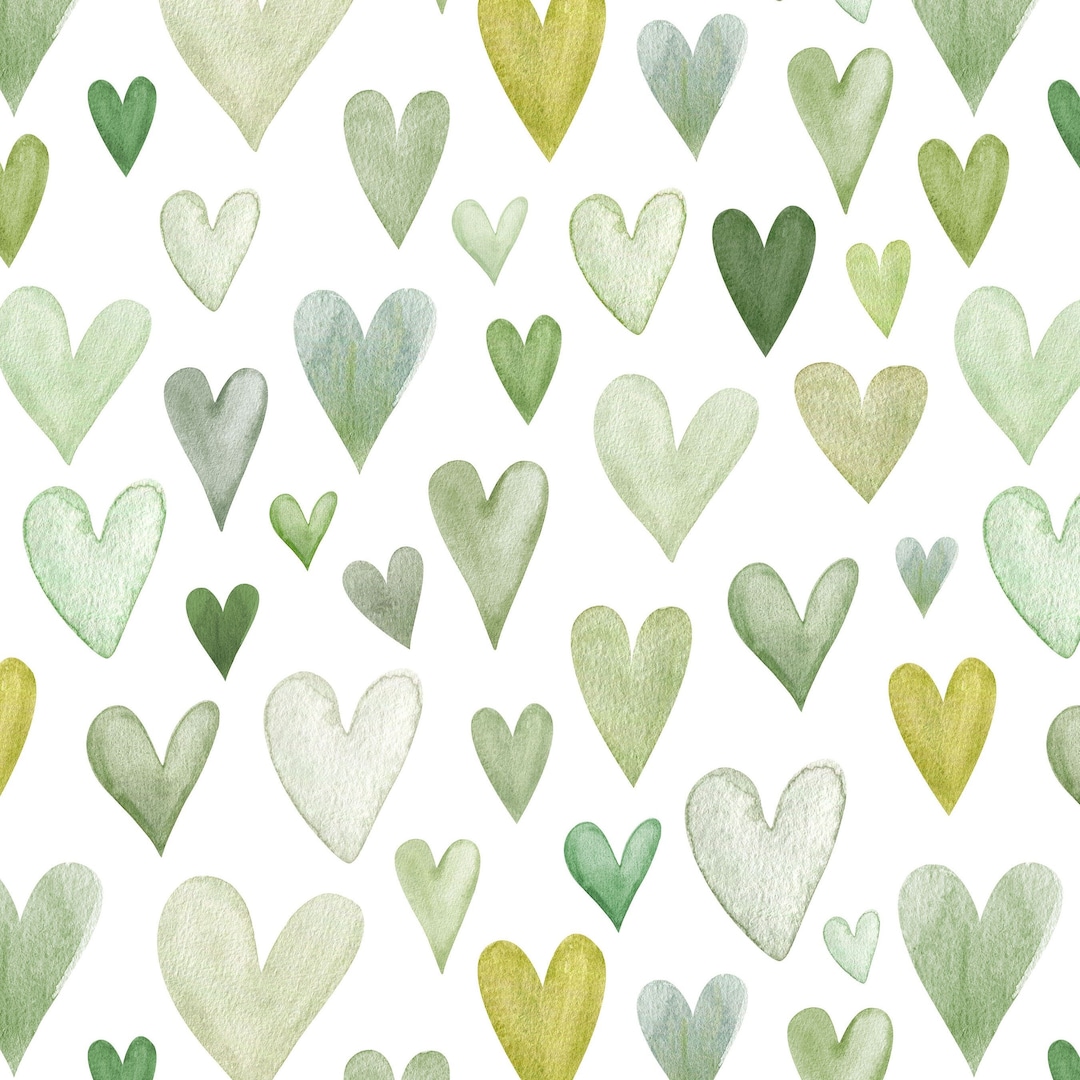 Sage Hearts Fabric by the Yard. Quilting Cotton, Organic Knit, Jersey ...