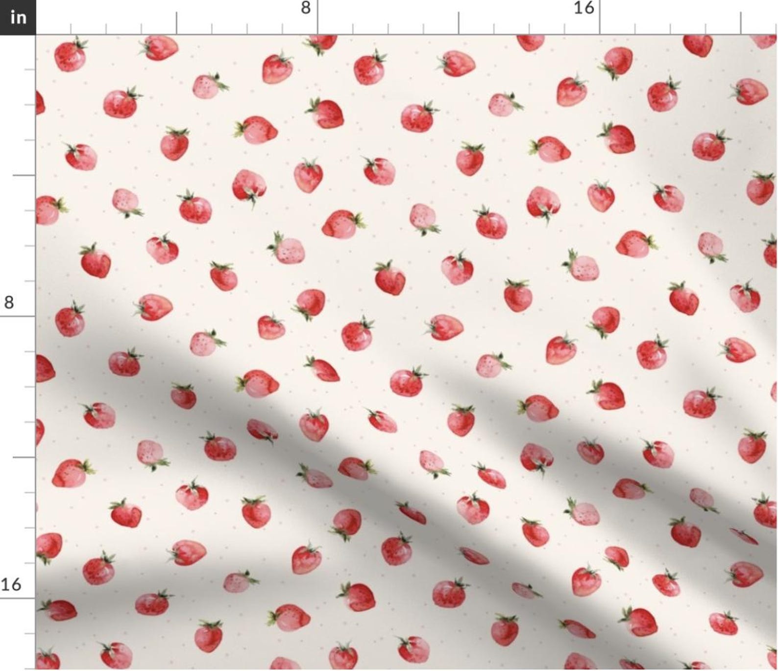 Strawberries Patch Fabric by the Yard. Quilting Cotton, Sateen, Poplin ...