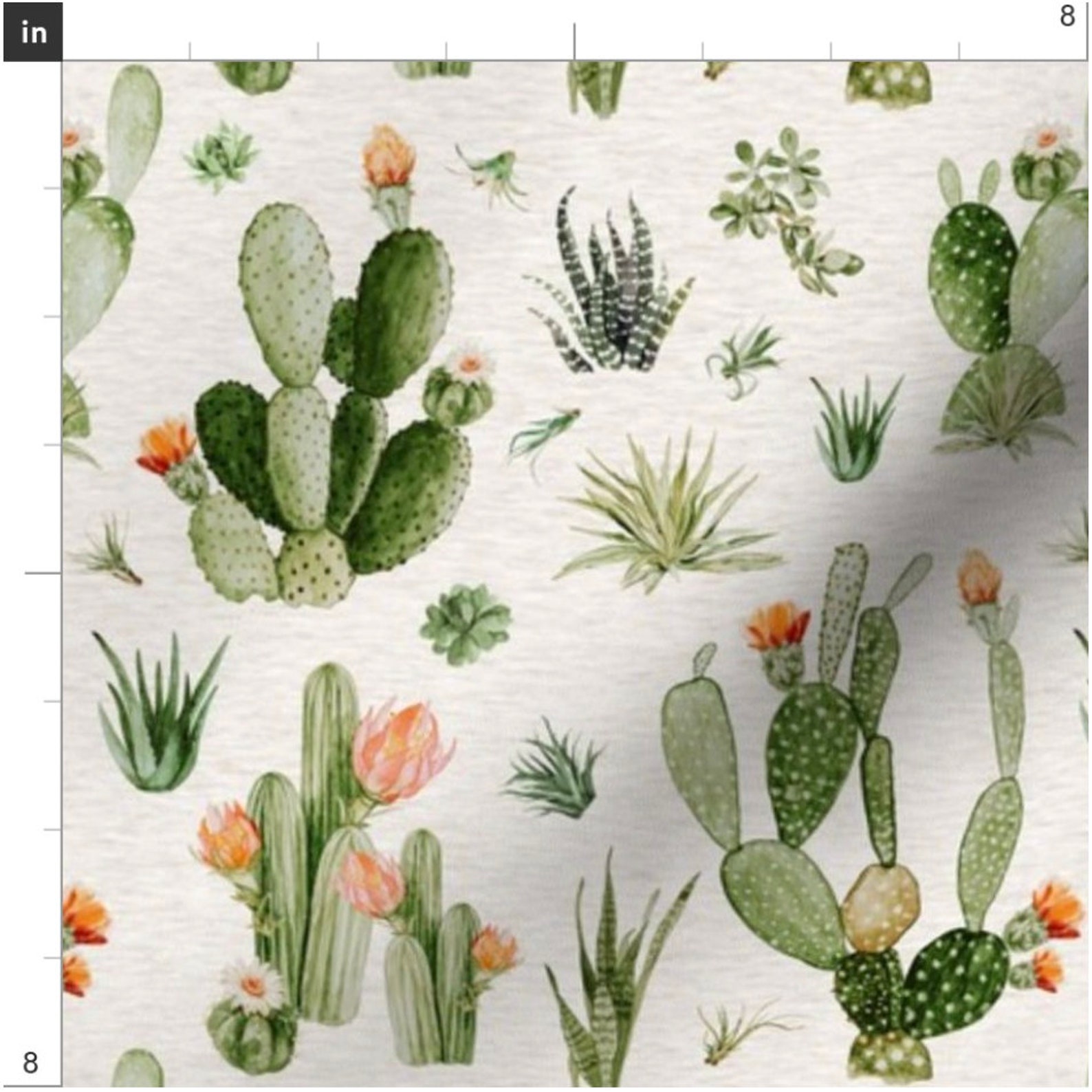 Desert Cactus Fabric by the Yard. Quilting Fabric, Poplin, Organic Knit ...